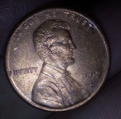 1992 D Close AM Lincoln Penny [Close AM Variety Cent] Denver Mint Coin ...