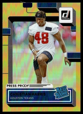 2022 Donruss Gold Holo Press Proof Christian Harris Rookie Houston ...