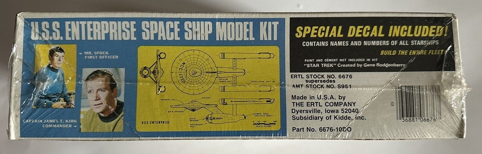 VINTAGE STAR TREK USS ENTERPRISE STARSHIP MODEL KIT NEW SEALED AMT 1968 ...