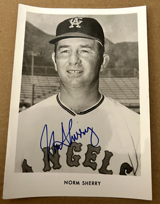 NORM SHERRY AUTOGRAPH B & W PICTURE CALIFORNIA ANGELS TEAM ISSUED 5 X 7 ...
