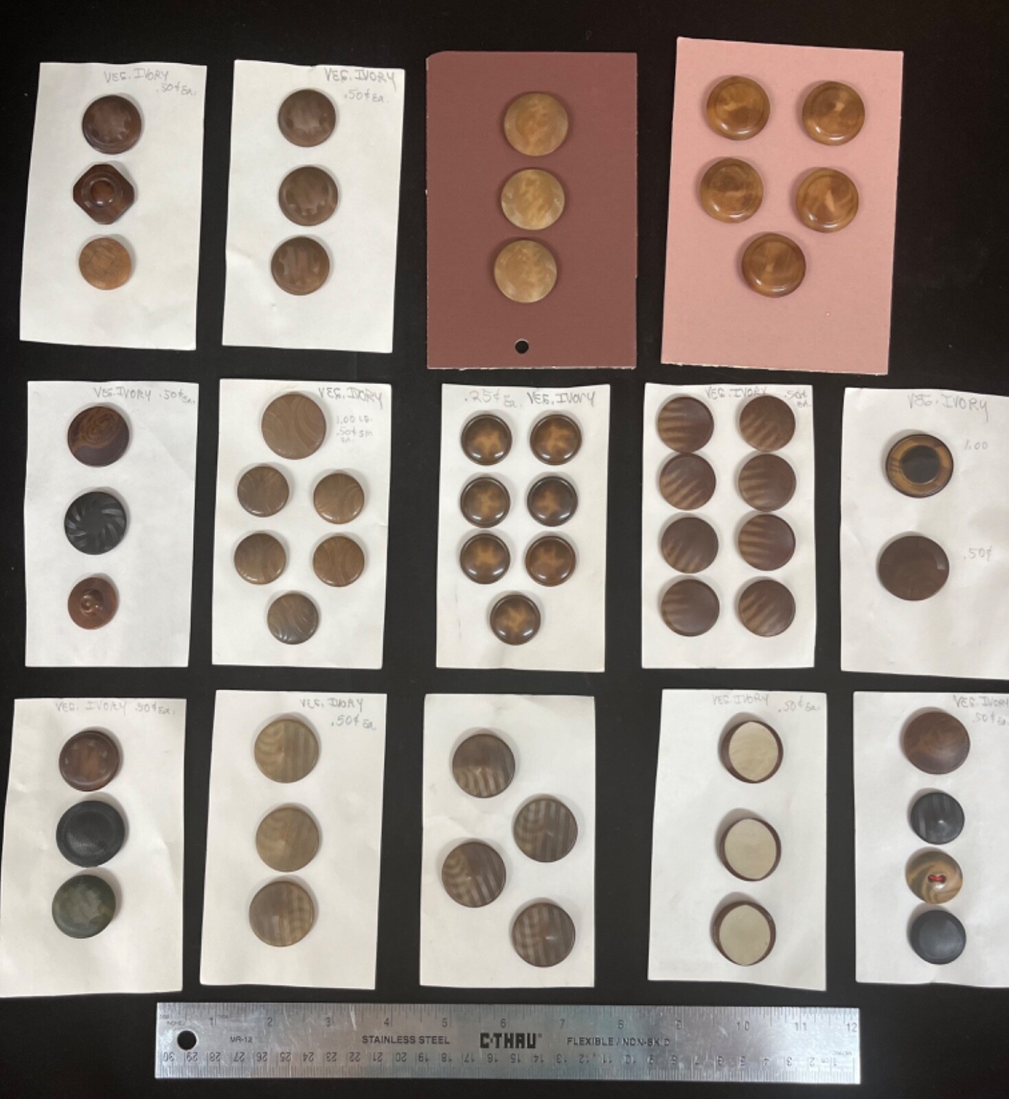 Lot of 57 Tagua Nut Corozo Vegetable Ivory Buttons 3/4 - 1" Round ...