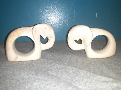 2 Hand Carved Soapstone Napkin Rings From Kenya Beautiful! | eBay