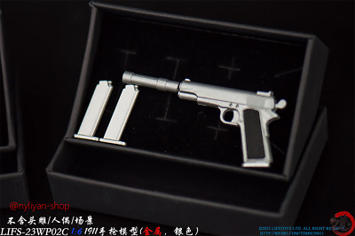 LIFS23WP02 1/6 Male Silver 1911 Gun Weapon Model Fit 12"Action Figure ...