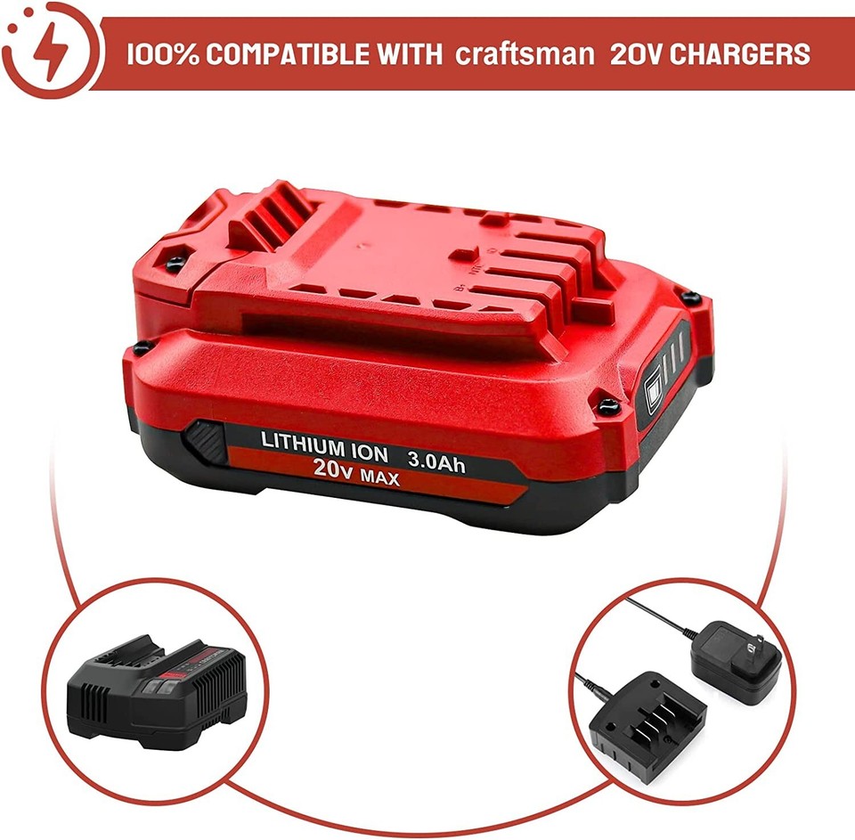 2.0Ah 20V For Craftsman V20 20 Volt MAX Li-ion Battery CMCB204 CMCB202 ...