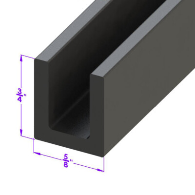 U Channel Rubber | 5/8" Wide | 3/4" Deep | 3/8" Inside Channel Width ...