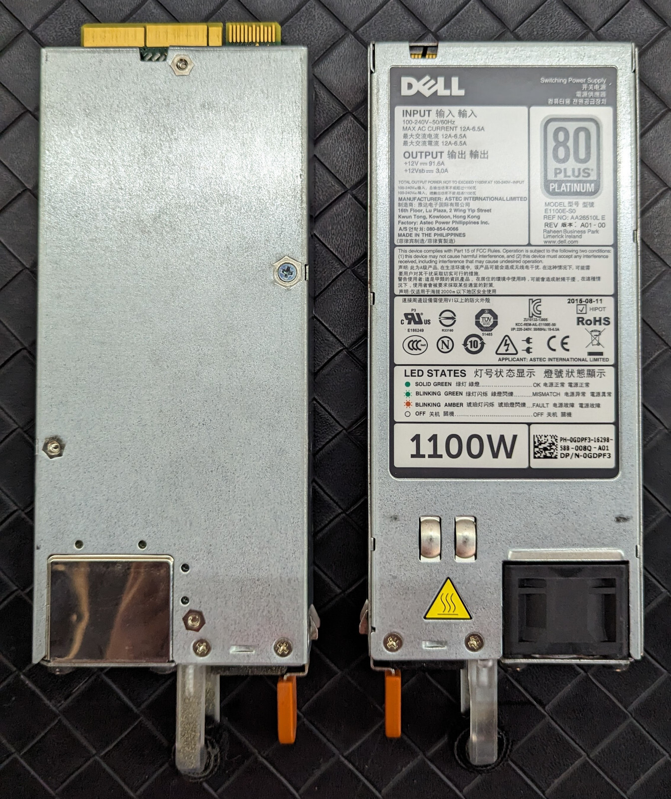 DELL PowerEdge Power Supply Model# E1100E-S0 1100W 80Plus Platinum | eBay