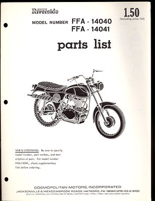 WARDS RIVERSIDE FFA 14040 & FFA 14041 / PARTS MANUAL / COMOPOLITAN ...