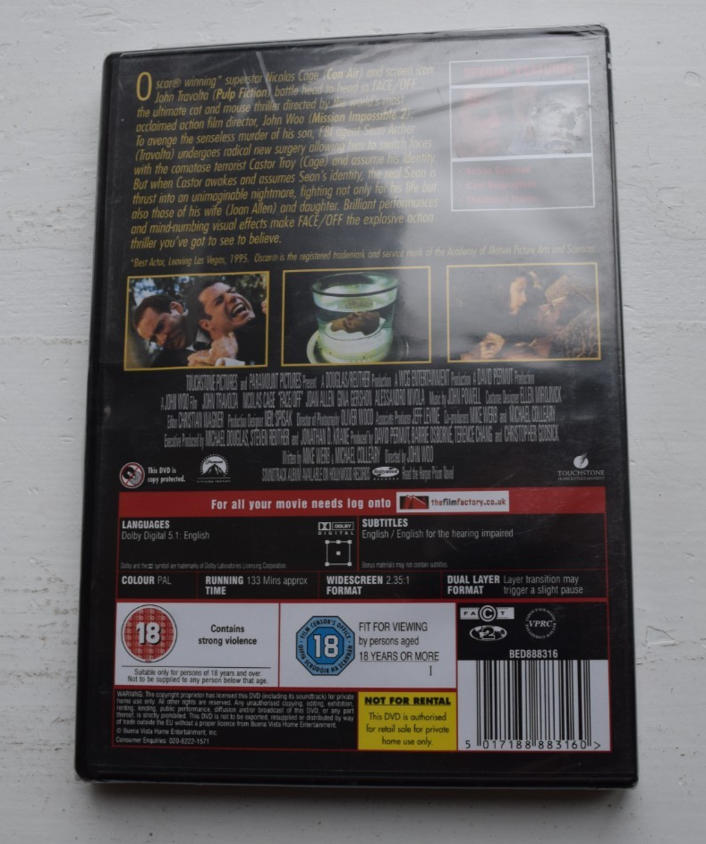 FACE / OFF ~ DVD ~ john travolta, nicholas cage, dominique swain ~ NEW ...