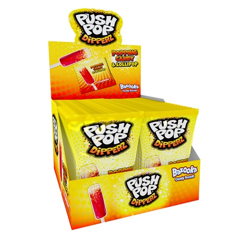 Bazooka Push Pop Dipperz 12g Strawberry Lollipop Popping Candy Full Box ...