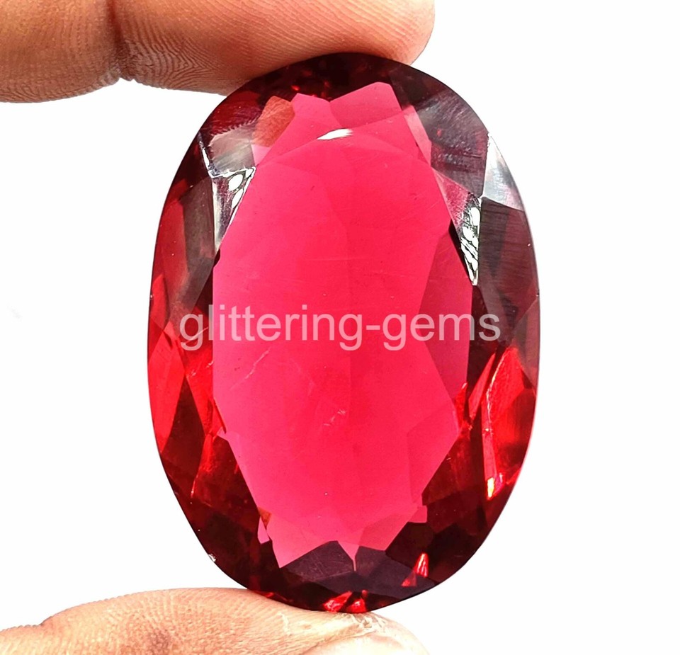150 Ct Rare Brazil Red Topaz Lab Created Oval Cut IGL Certified Loose ...