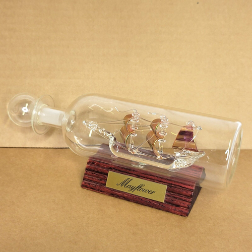Mayflower Glass Sculpture England Rare/Unique MAYFLOWER Ship In A ...