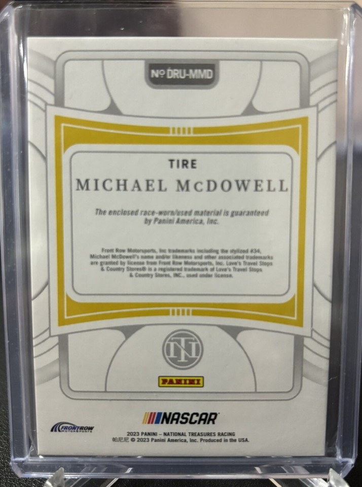 2023 National Treasures Michael McDowell Dual Patch Race Used Tire /5 | eBay