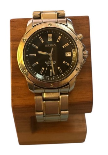 Seiko Perpetual Calendar 6A32-00B0 Men's Watch Black Dial Quartz Used ...