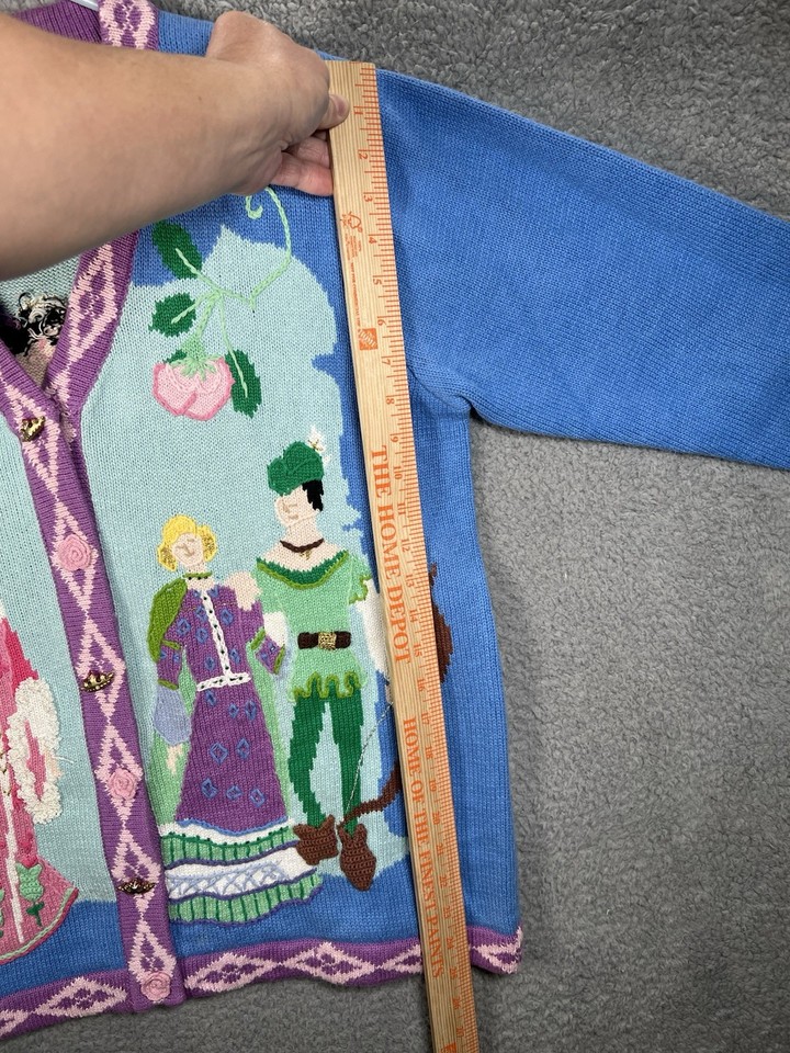 VTG Storybook Knits Sz L Fairy Tales Princess Style Cardigan Sweater ...