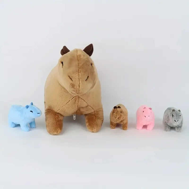 Capybara Family Plush Set – Large Capybara & 4 Small Capybara Soft Toys ...
