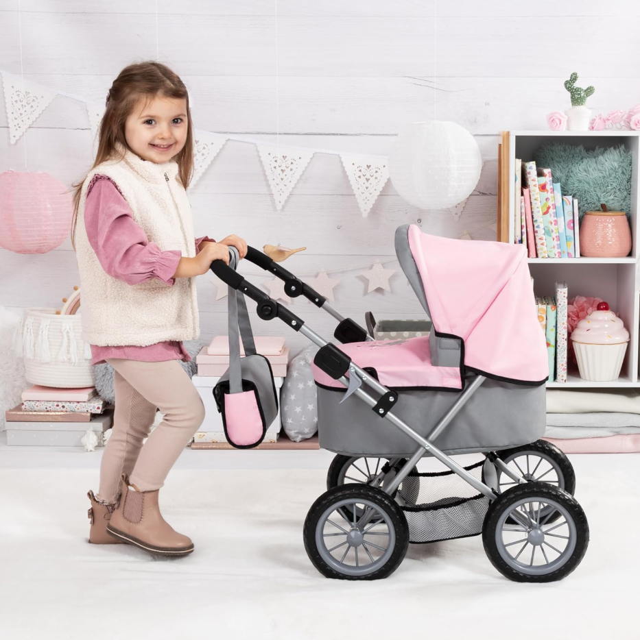 Baby Doll Pram Stroller Toy Grey Pink Pushchair for Kids Role Play,fast ...