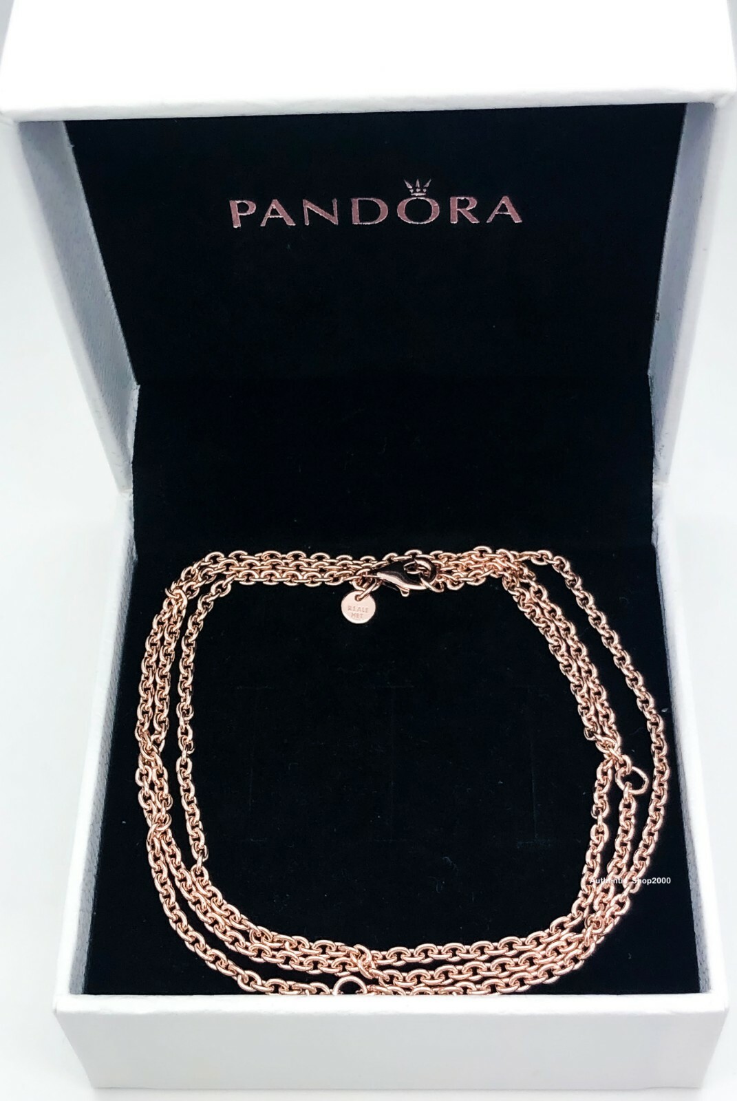 NEW Authentic PANDORA Rose™ 14K Gold Plated Long Cable Chain Necklace ...