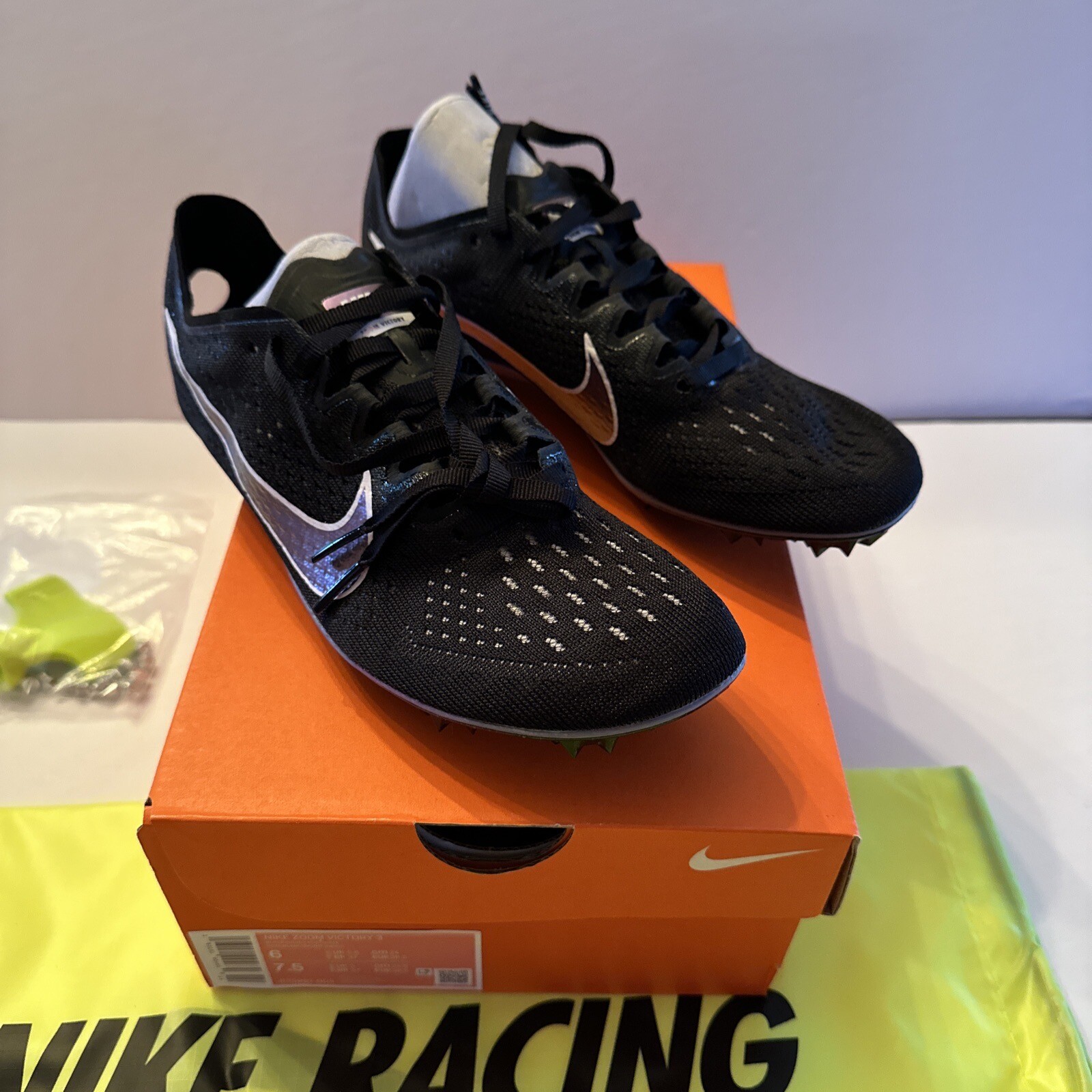 NEW Nike Zoom Victory 3 Spikes Black/ Indigo Fog White Track & Field ...