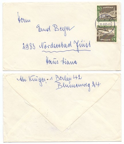 120338 - Mi.Nr. 219 - Beleg - Berlin 18.6.1963 nach Nordseebad Juist ...