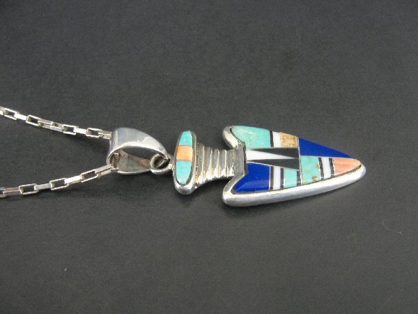 Earrings Sterling Arrowhead shape Multi Color Stone Inlays Silver 925 ...