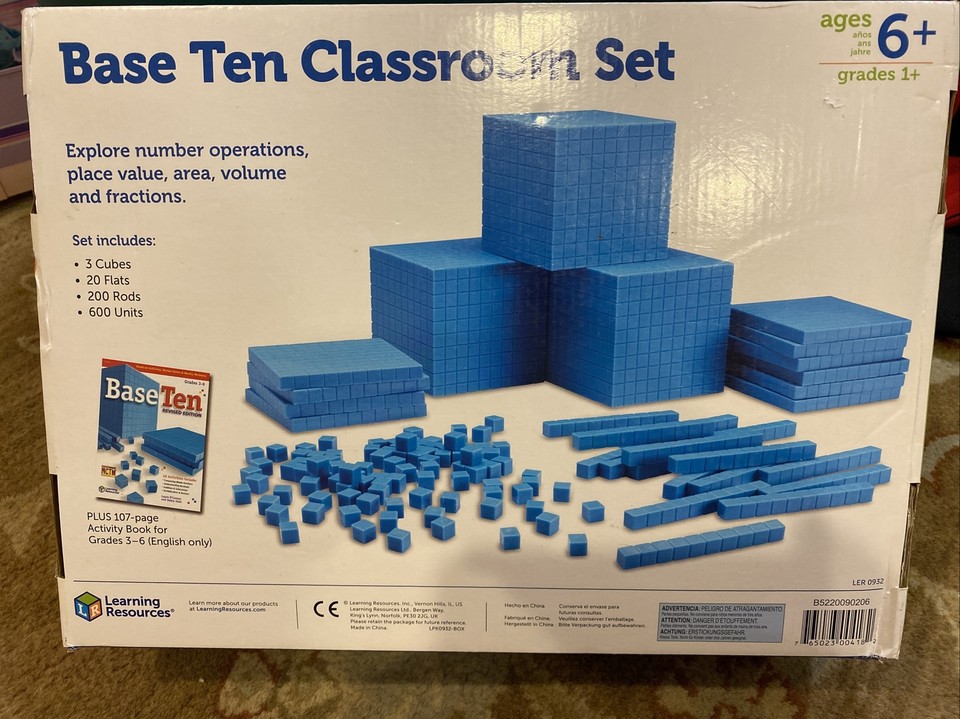 Learning Resources Plastc Base Ten Class Set 600 Units 200 Rods 20 ...
