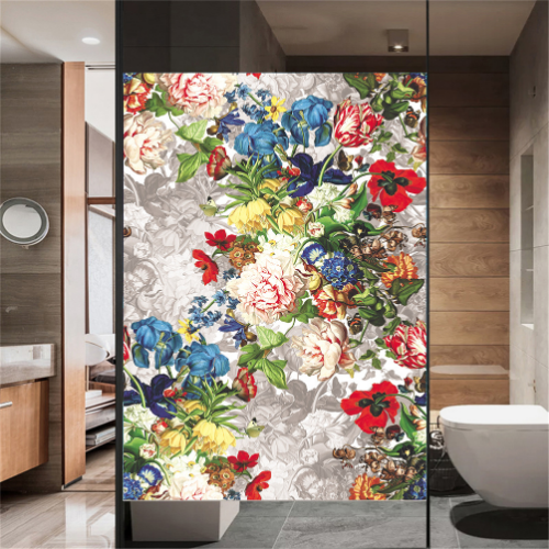 Privacy Window Film Static Cling No Glue Flower Painting Glass Window ...