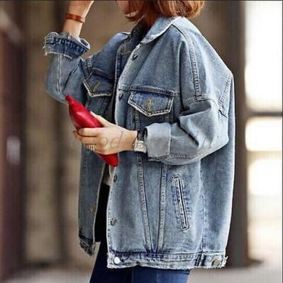 New Boyfriend Jeans Coat Retro Oversize Cowboy Women Denim Loose Casual ...
