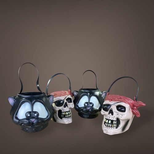 4 Halloween Candy Buckets – 2 Rubie's Pirate Skulls, 2 General Foam ...