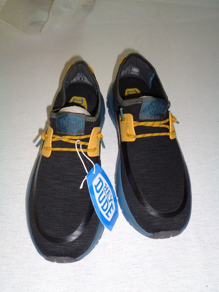 NEW Hey Dude Men Sneaker Shoes Slip On Sirocco Dual Knit Black ...