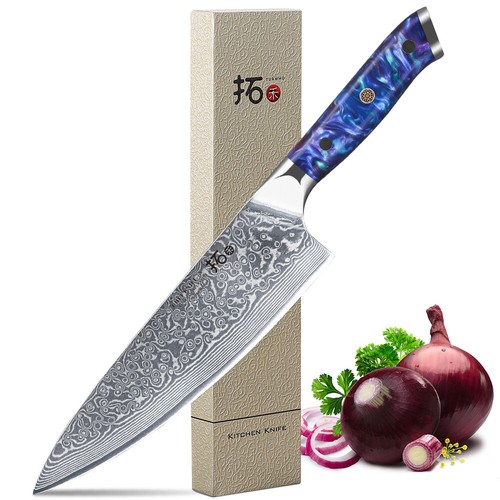 TURWHO 8in Chef Knife Japan VG10 Damascus Steel Kitchen Knife with ...