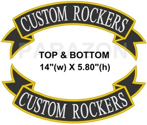 Custom Embroidered Top and Bottom Rocker Ribbon Patch Biker MC Badge 14 ...