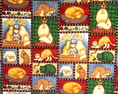 New Fabric Debbie Mumm 12x18 inches Cats Mumms the Word Crafts Quilt ...