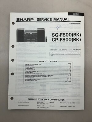 Sharp SG-F800 CP-F800 Original Service Manual Free Shipping | eBay
