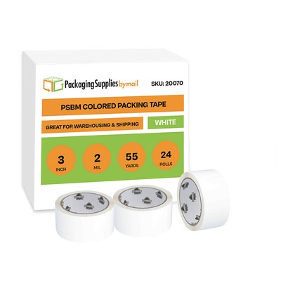 24 Rolls White Carton Sealing Tape - 3" x 55 Yards, 2 Mil - Packaging ...