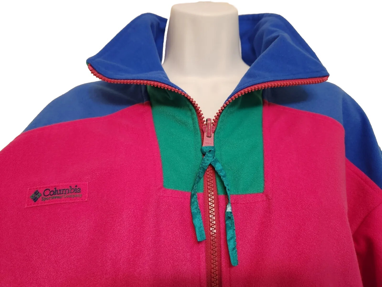 Vintage Columbia Colorblock Jacket 90s Velour Pink Wo… - Gem