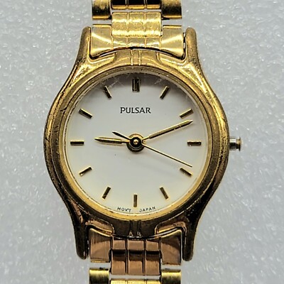 Pulsar Women Watch 20mm White Round Dial Gold Tone V811-X027 * | eBay