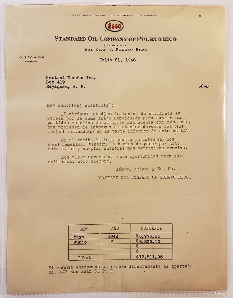 VINTAGE COMMERCIAL LETTER / ESSO STANDARD OIL COMPANY OF PUERTO RICO ...