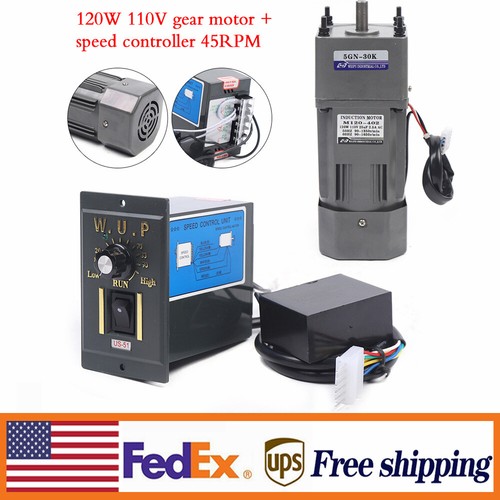 120W 45RPM 30K AC110V gear motor electric motor + variable speed ...