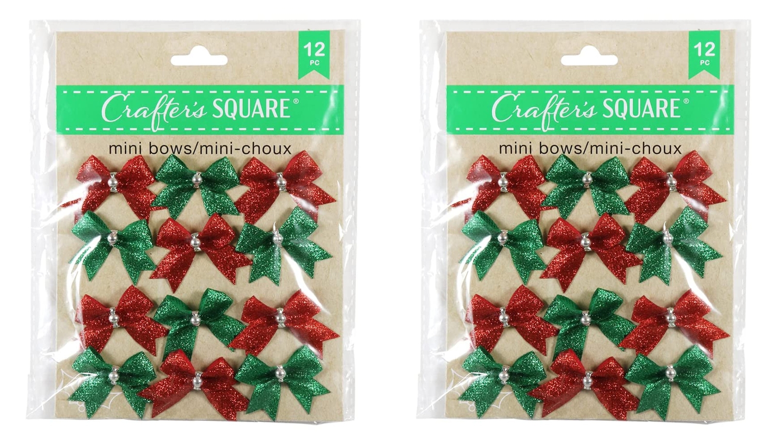 Crafters Square Mini Bows - Red and Green - 24 Mini Bows ...