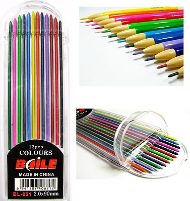 12 Colors 2B Lead Refills Multi Colored Pencil Assorted Set Mechanical ...