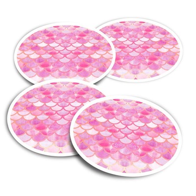 4x Vinyl Stickers Pink Mermaid Scales Pattern Girls #51708 | eBay UK