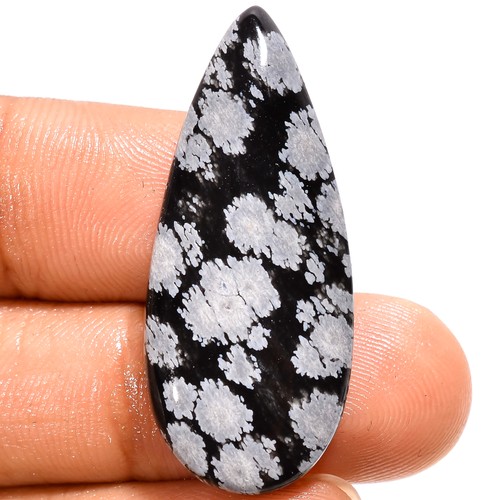 Natural Snowflake Obsidian Pear Shape Cabochon Gemstone 18 Ct 36X15X5 ...