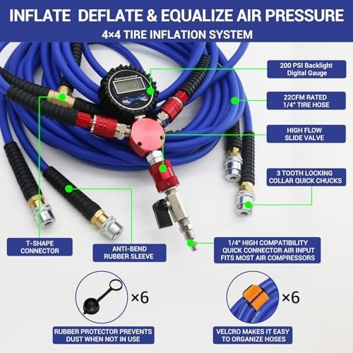 4-Way Tire Inflation Deflation System, Universal Tire Pressure ...