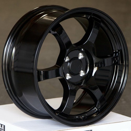 CIRCUIT CSF1 17x8 4x100 +35 GLOSS BLACK WHEELS (4) 57DR SPUN FORGED ...
