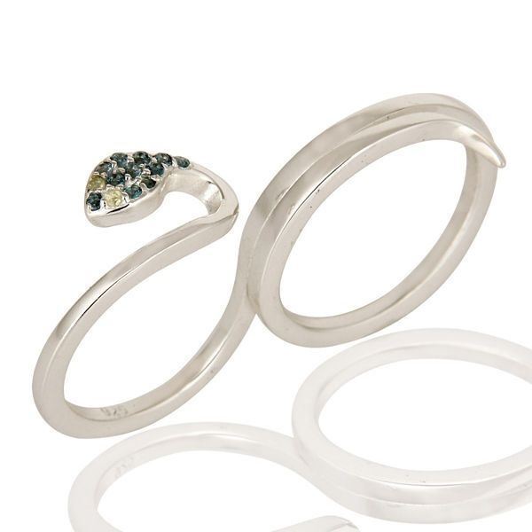 Natural London Blue Topaz Peridot Snake Adjustable Ring Sterling Silver ...