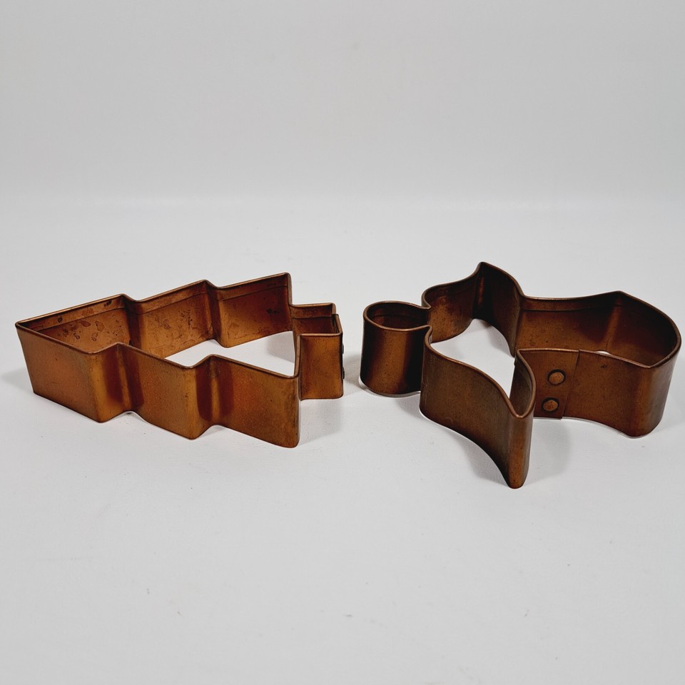 4--Copper Cookie Cutters Christmas Winter Theme Rolled Edge Tree Star ...