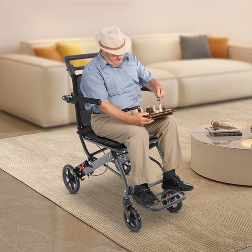 Foldable Lightweight Transport Wheelchair Portable Folding Transport w ...
