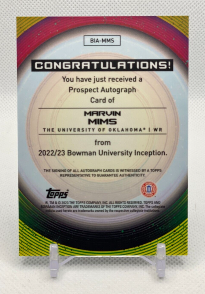 2023 Bowman University Inception Marvin Mims Auto Oklahoma #BIA-MMS | eBay