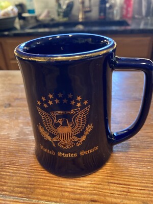 UNITED STATES SENATE COFFEE MUG CUP NAVY BLUE GOLD DETAILING | eBay
