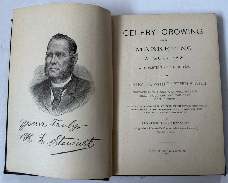 OLD Antique 1891 CELERY GROWING BOOK by Homer Stewart TECUMSEH MICHIGAN ...